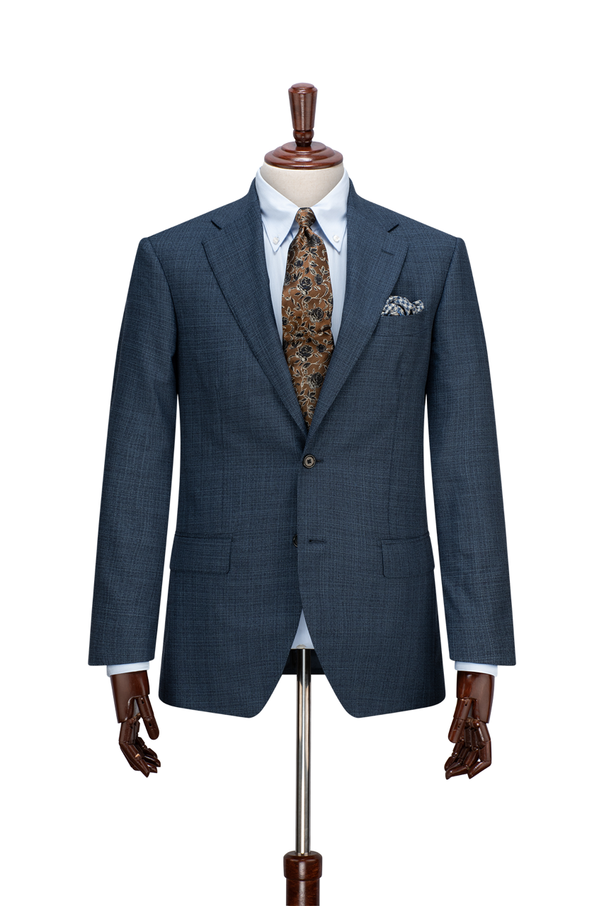 Guabello Navy and Blue wool slub men's suit- Càrnaval Sartoria